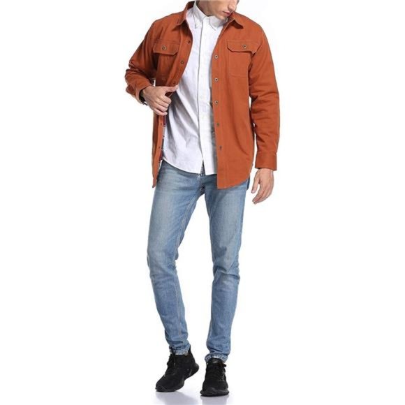 Jackets & Coats | Mens Heavyweight Canvas Flannel Lined Shirt Jacket ...